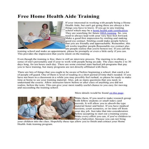 Free home health aide training | PDF