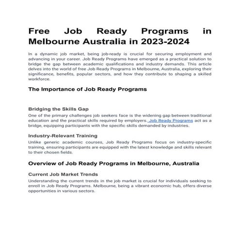 Free Job Ready Programs in Melbourne Australia in 2023-2024 (4).pdf ...