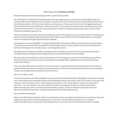 Freelancer profile | DOCX