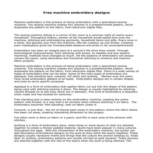 Free machine embroidery designs | DOC