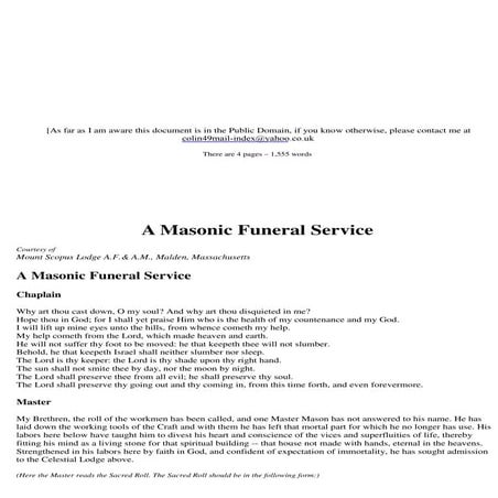 Freemasonry 003 a masonic funeral service | PDF