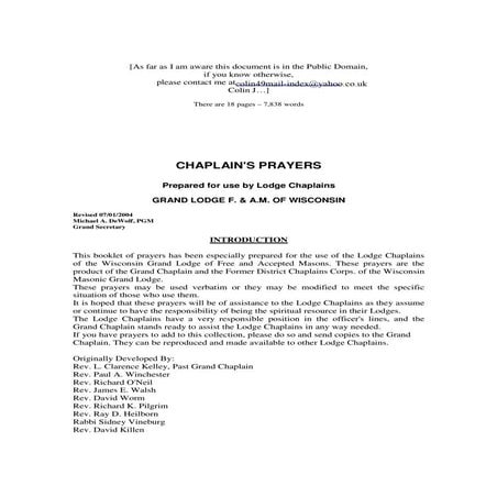 Freemasonry 013 chaplain's prayers | PDF