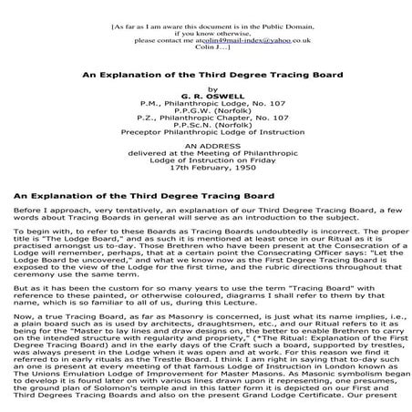 Freemasonry 127 an explanation of the third degree tracing board | PDF