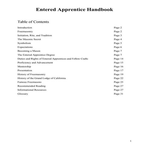 Freemasonry 134 the entered apprentice handbook | PDF