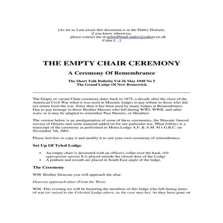Freemasonry 159 the empty or vacant chair | PDF