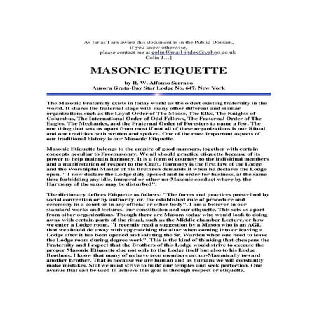 Freemasonry 187 masonic etiquette | PDF