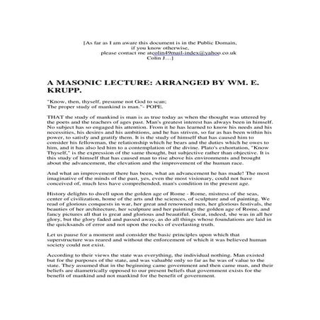 Freemasonry 192 know then thyself- a masonic lecture | PDF