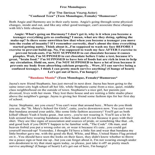 Free monologues | DOCX
