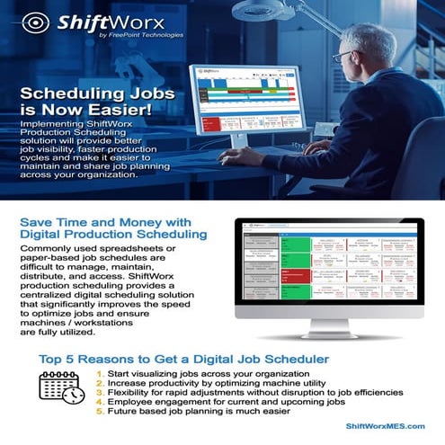 ShiftWorx MES SaaS - Production Scheduling Software Solution Brochure - FreePoint Technologies | PDF