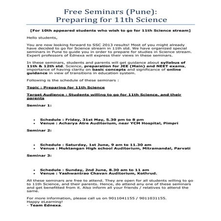 Free seminars in pune | PDF