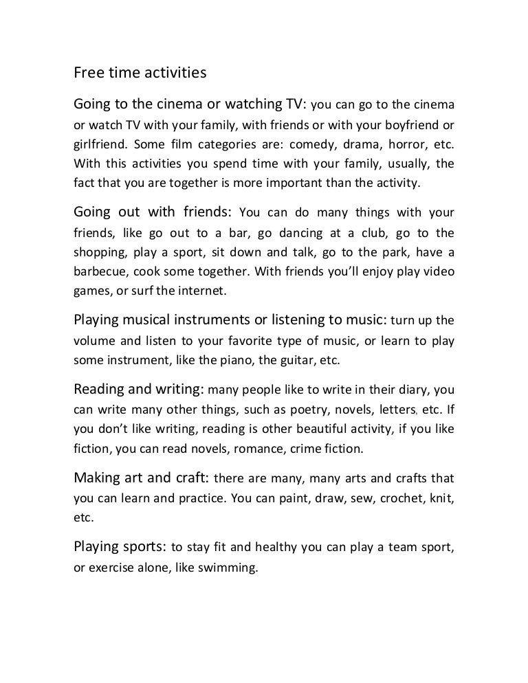 Free time activities