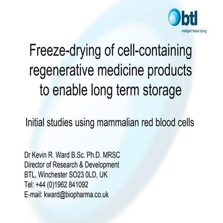 Freeze Drying Of Red Blood Cells | PDF