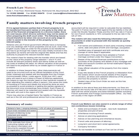French Law Matters - Family Matters Involving French Property | PDF
