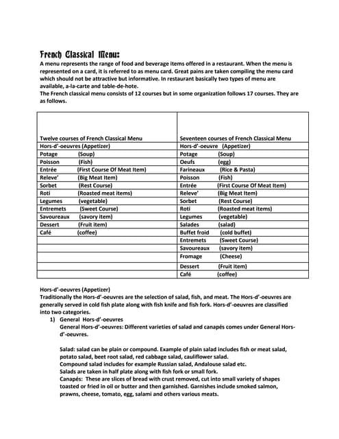 17 course french classical menu | PDF