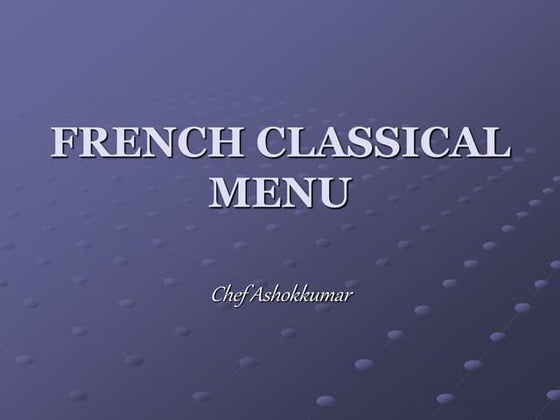 French classical menu with description and examples | PDF | Cooking ...