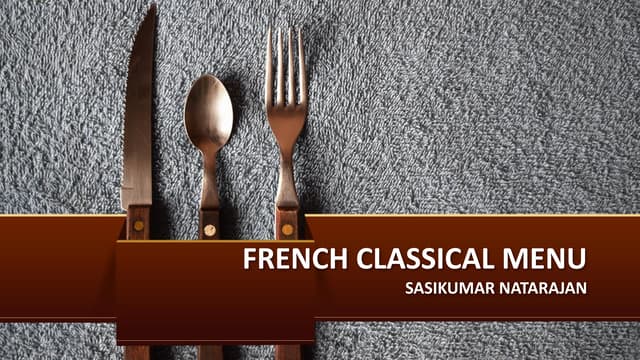 French classical menu | DOCX | Cooking | Food & Drink