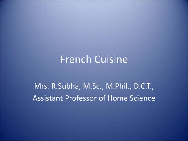 French cuisine | PPTX
