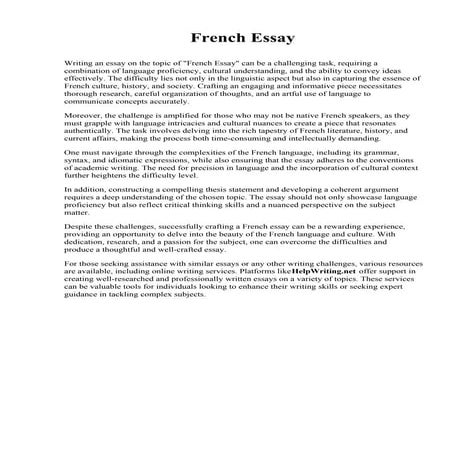 French Essay Pdf
