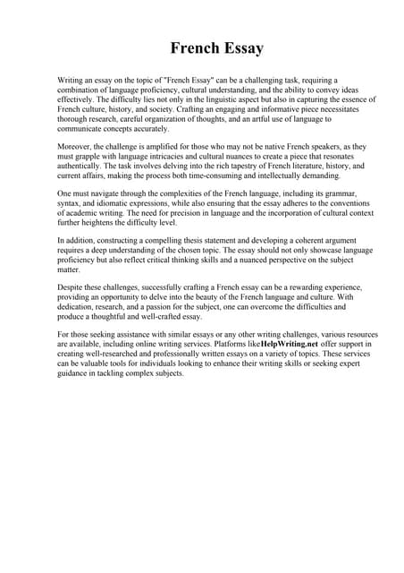 Essay Writing In French.pdf | Homework and Study | Education