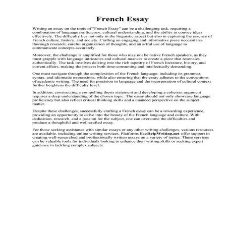French Essay.pdfFrench Essay. French a level essay help ...