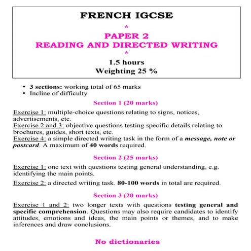 French igcse paper2 | PDF