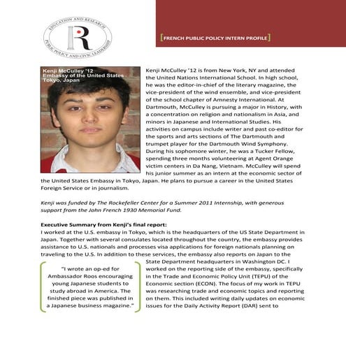 Named Internship Profile Summary - Hannah Katterman (Class of 1952) | PDF