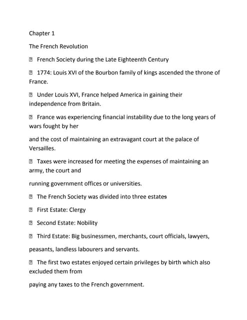 the french revolution notes (class- 9th) | PDF