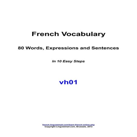 [vh01] French Vocabulary 80 Words, Expressions and Sentences | PDF