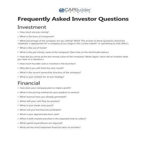 Frequently asked investor questions | PDF