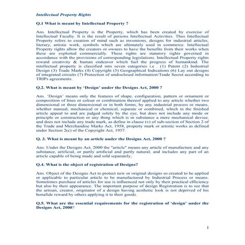 Frequently asked questions in INTELLECTUAL PROPERTY RIGHTS | DOC