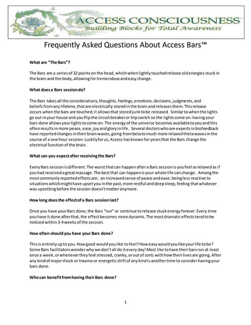 Access Consciousness - Bars By Ms. Ashwini Chube | PPSX