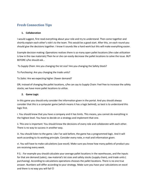 The Fresh Connection Game | PDF