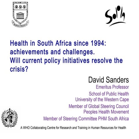 Health In South Africa: 20 Years After Apartheid | PPT