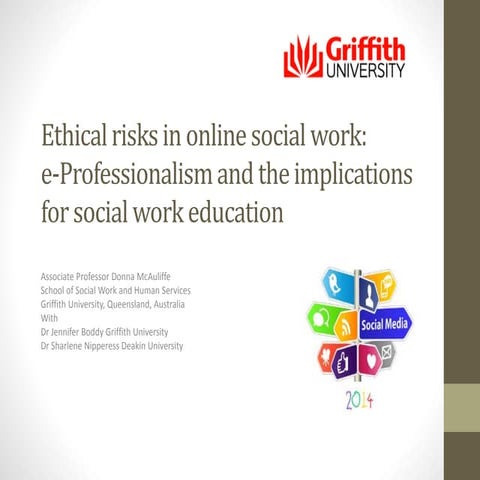 Ethical risks in online social work: e-Professionalism and the implications for social work ...