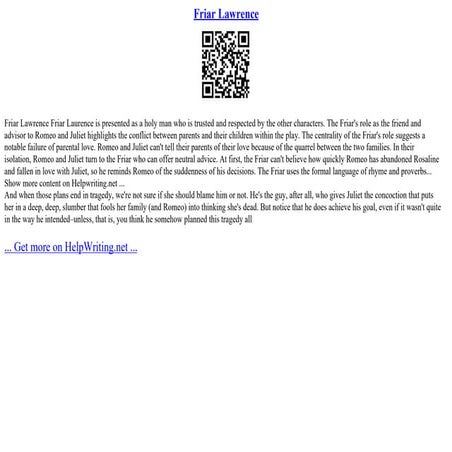 Friar Lawrence Drawing