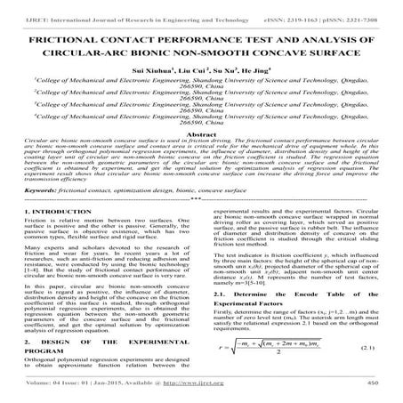Frictional Contact Performance Test And Analysis Of Circular Arc Bionic