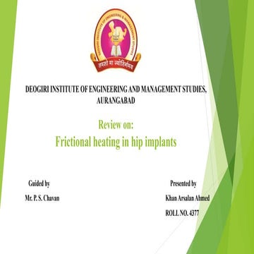 Frictional heating in hip implants | PPT