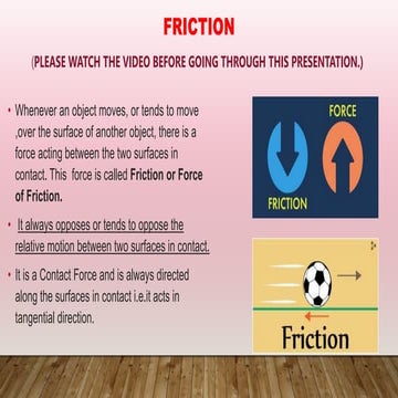 Introduction to Friction - Types and cause | PPTX