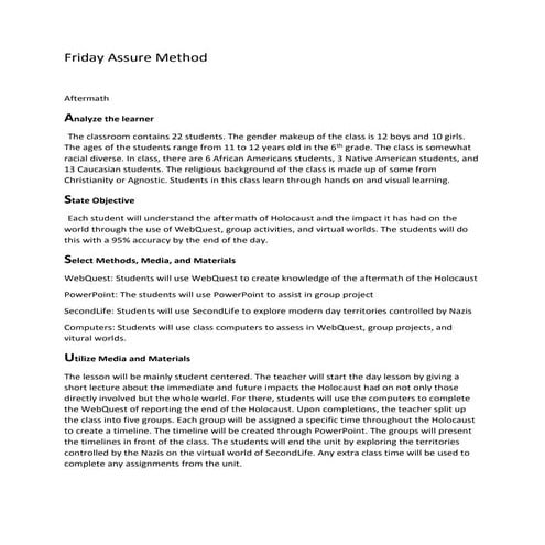 Friday assure method | DOCX