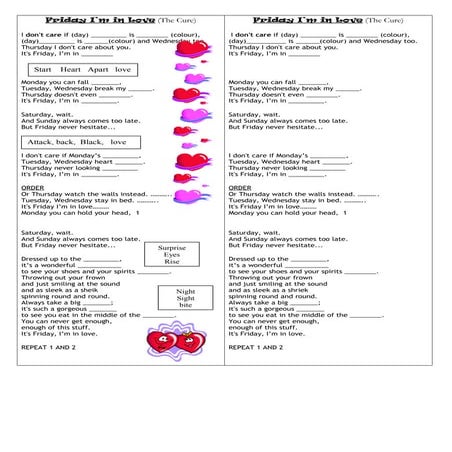 SOng Activity_ Friday I´m Love by The Cure | DOC