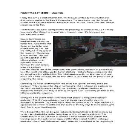 Friday the 13th - Full Film analysis | DOCX