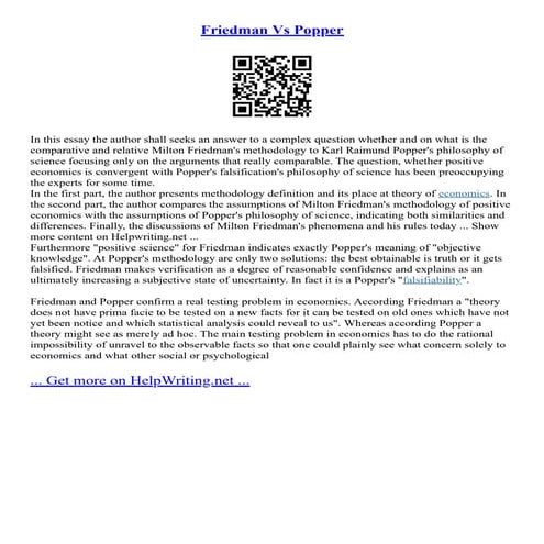 Friedman Vs Popper | PDF