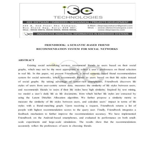 FRIENDBOOK: A SEMANTIC-BASED FRIEND RECOMMENDATION SYSTEM FOR SOCIAL NETWORKS | PDF