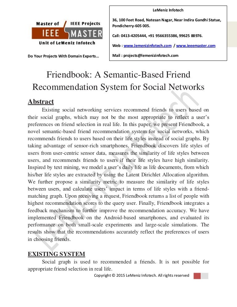 Friendbook A Semantic Based Friend Recommendation System For Social N