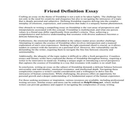 Friend Definition Essay | PDF