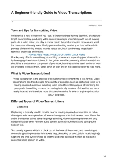 Transcription From Audio To Text | PDF