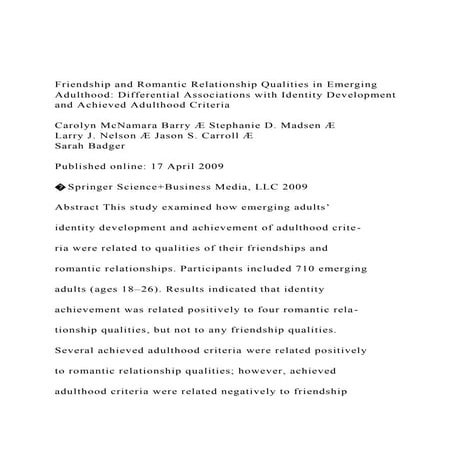 Friendship and Romantic Relationship Qualities in EmergingAd.docx