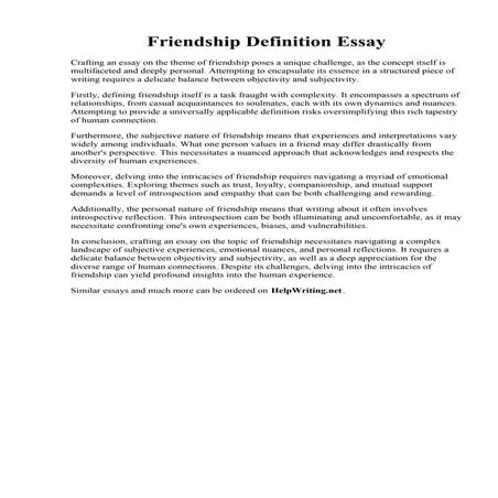 Friendship Definition Essay. 015 Friendship Essay Examples Example ...