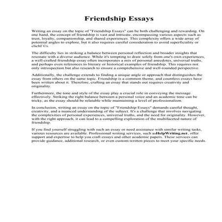 Friendship Essays.pdf | Freelance Writing | Content Production