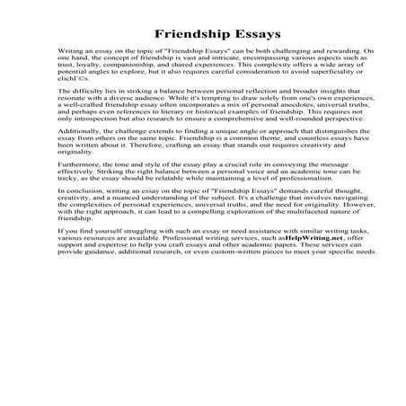 Friendship Essays | PDF